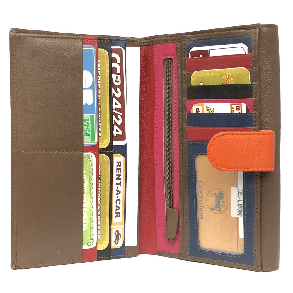 Compagnon chéquier bicolore 2 côtés cuir